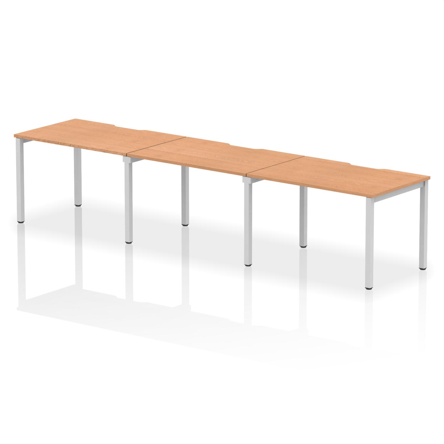 Evolve Plus 1200mm Single Row 3 Person Office Bench Desk Oak Top Silver ...