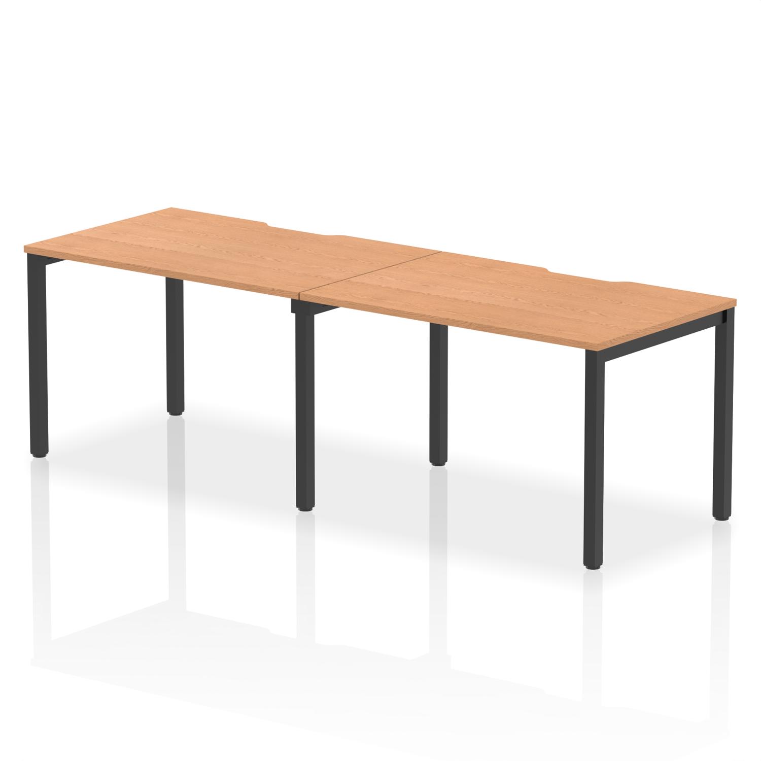 Evolve Plus 1200mm Single Row 2 Person Office Bench Desk Oak Top Black ...