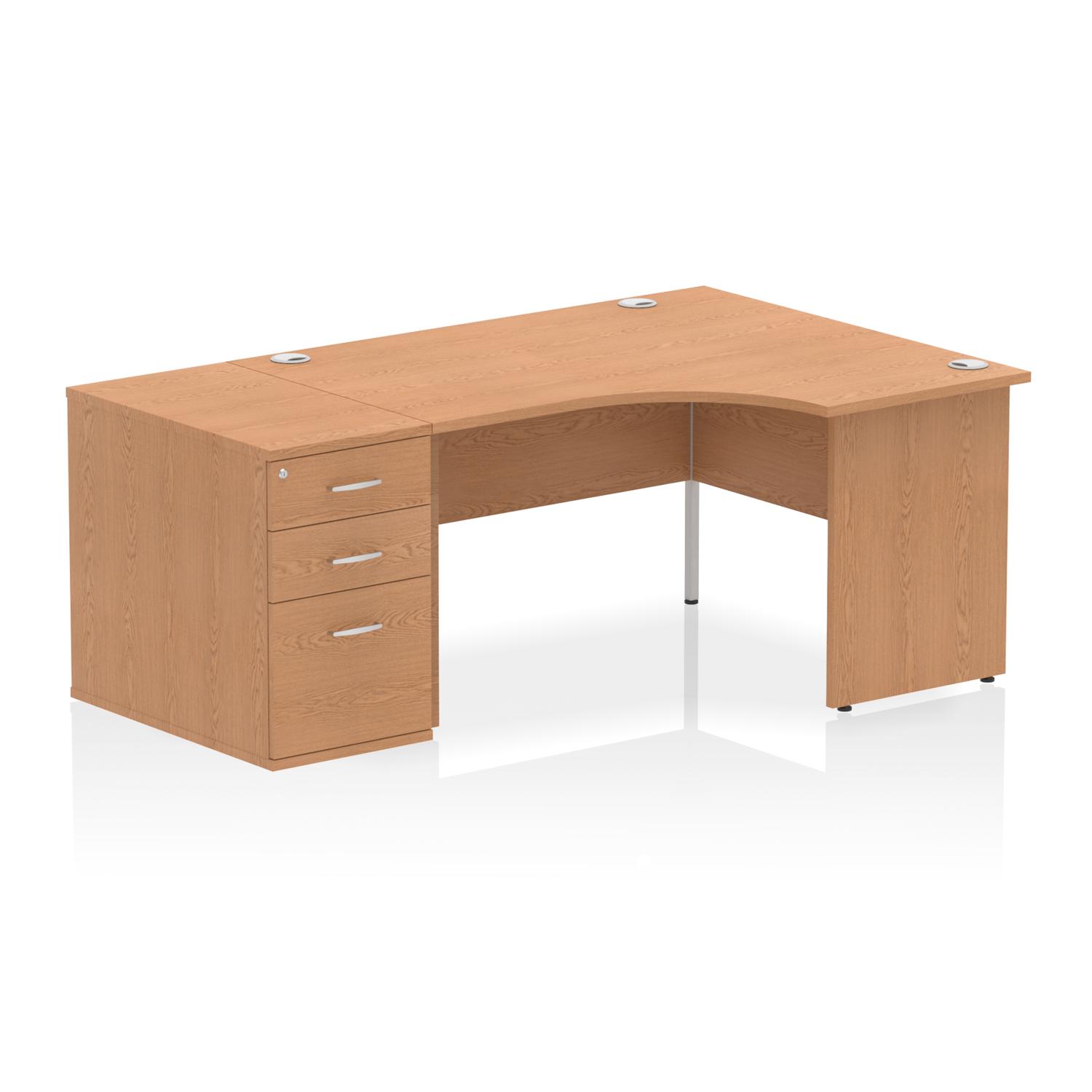 Impulse 1400mm Right Crescent Office Desk Oak Top Panel End Leg ...