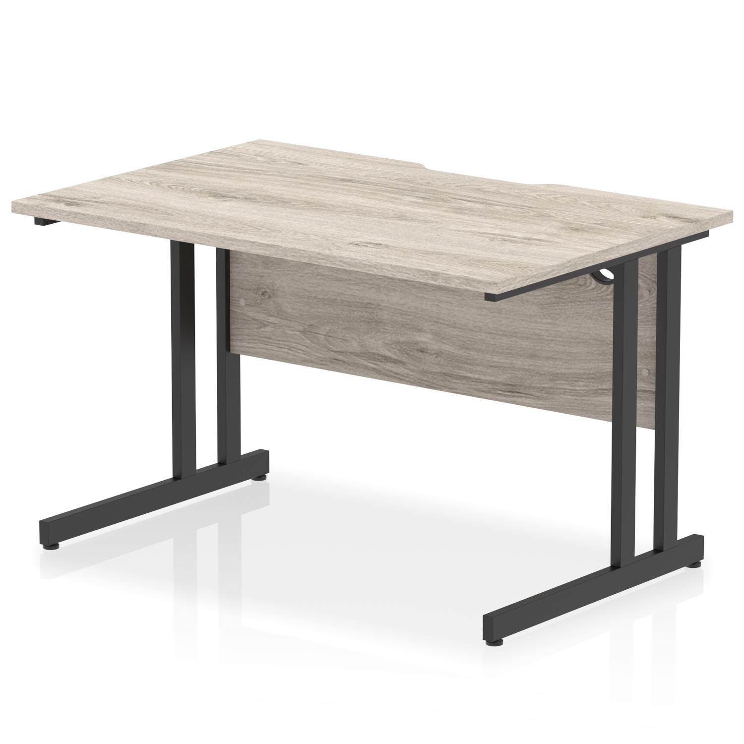 Impulse 1200 x 800mm Scalloped Edge Straight Office Desk Grey Oak Top ...