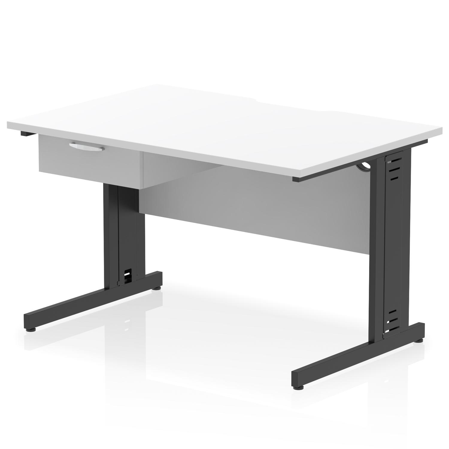 Impulse 1200 x 800mm Scalloped Edge Straight Office Desk White Top ...