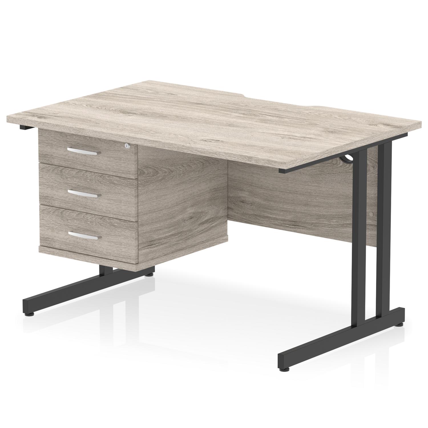Impulse 1200 x 800mm Scalloped Edge Straight Office Desk Grey Oak Top ...
