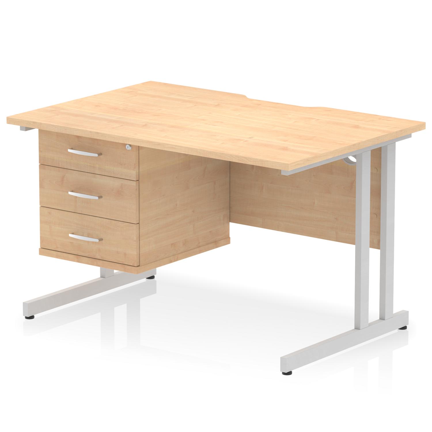 Impulse 1200 x 800mm Scalloped Edge Straight Office Desk Maple Top ...