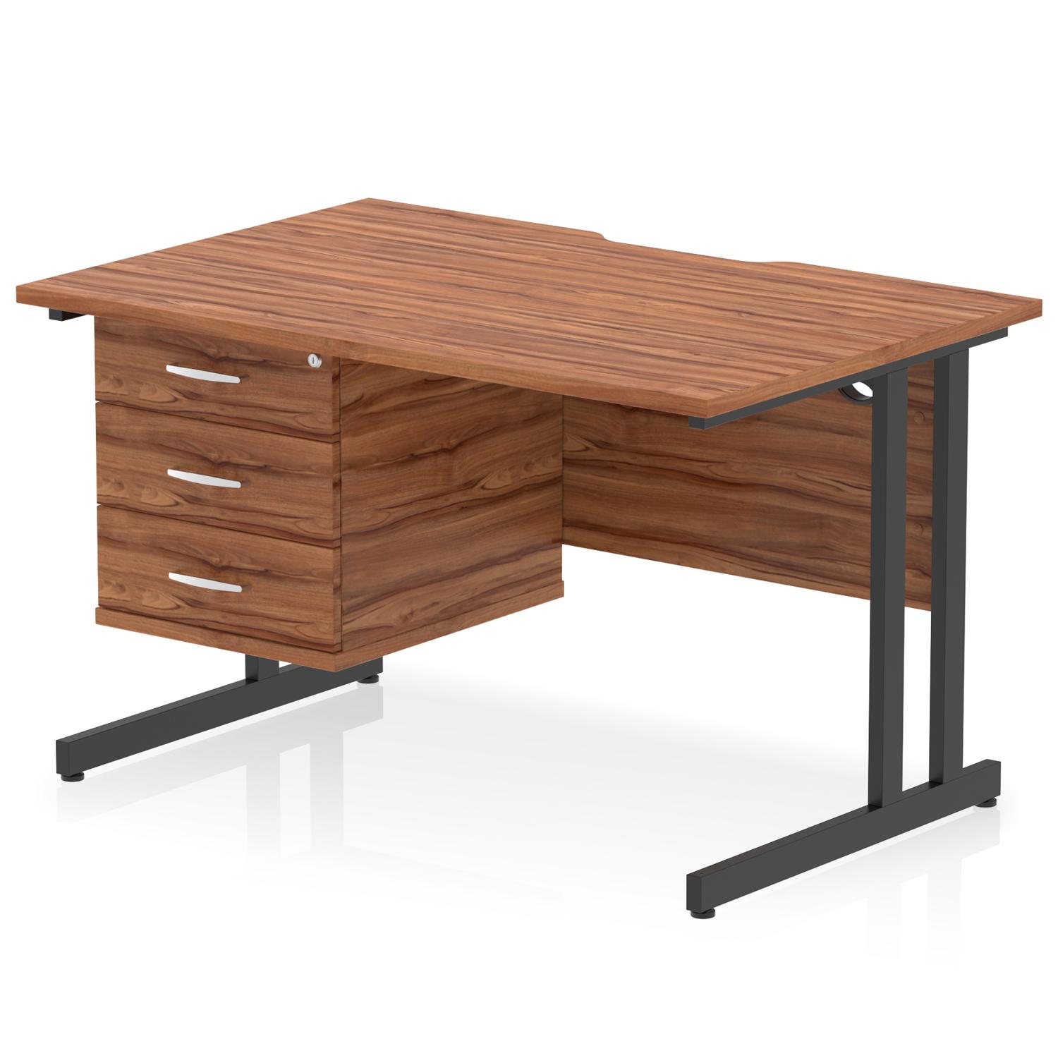 Impulse 1200 x 800mm Scalloped Edge Straight Office Desk Walnut Top ...