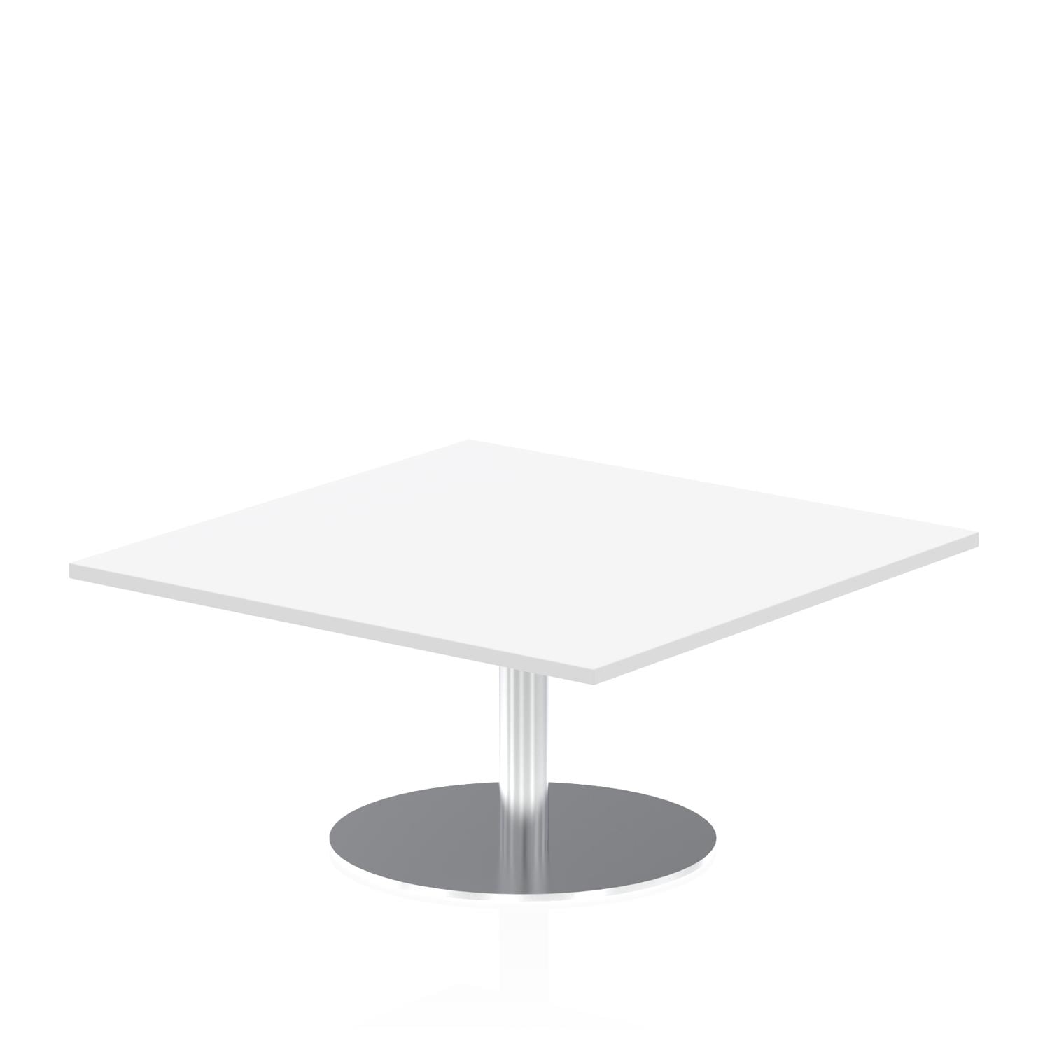 Italia 1000mm Square Coffee Table White Top 475mm High Silver Leg ITL0348