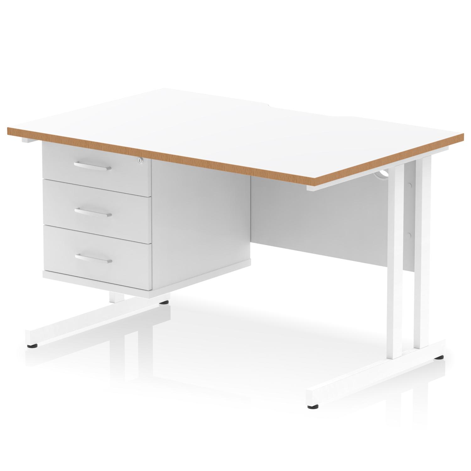 Oslo 1200 x 800mm Scalloped Edge Straight Office Desk White Top Natural ...
