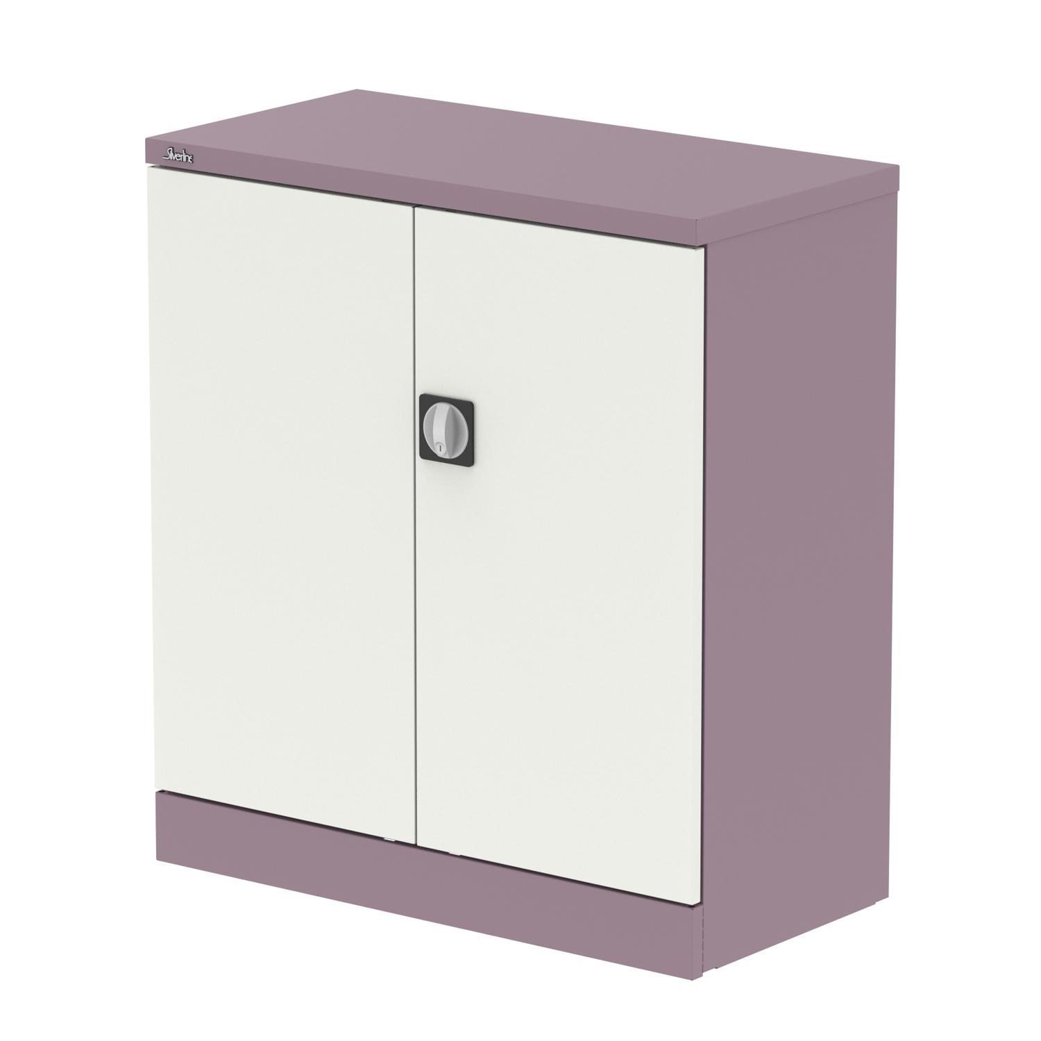 Qube 1000mm 2-Door Stationery Cupboard Pastel Violet And Satin White ...