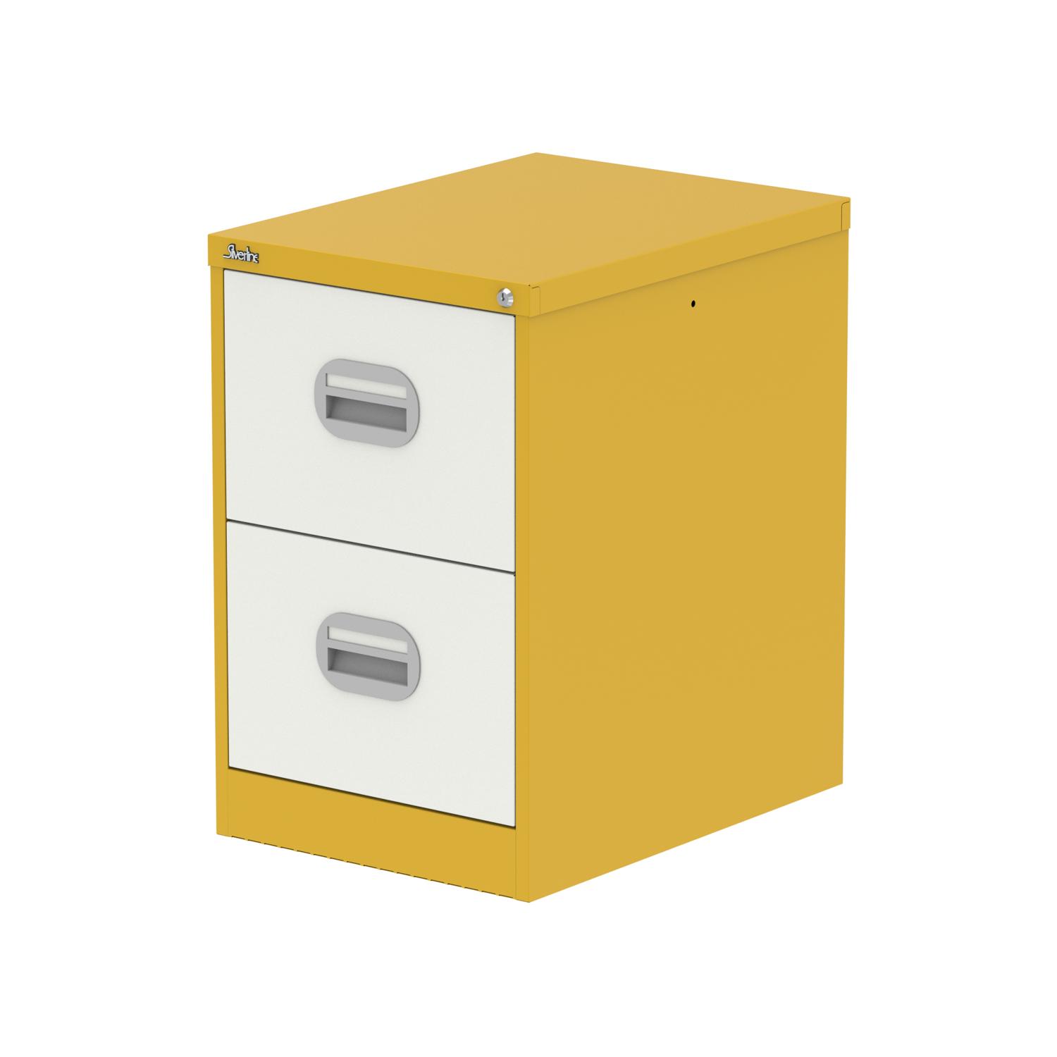 Qube 2 Drawer Filing Cabinet Lemon Yellow And Satin White QS2149