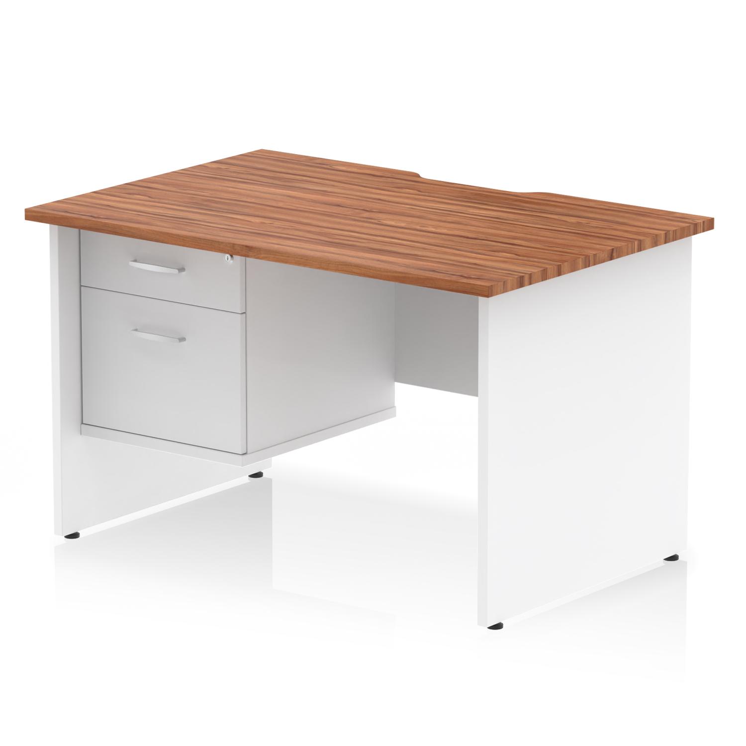 Impulse 1200 x 800mm Scalloped Edge Straight Office Desk Walnut Top ...